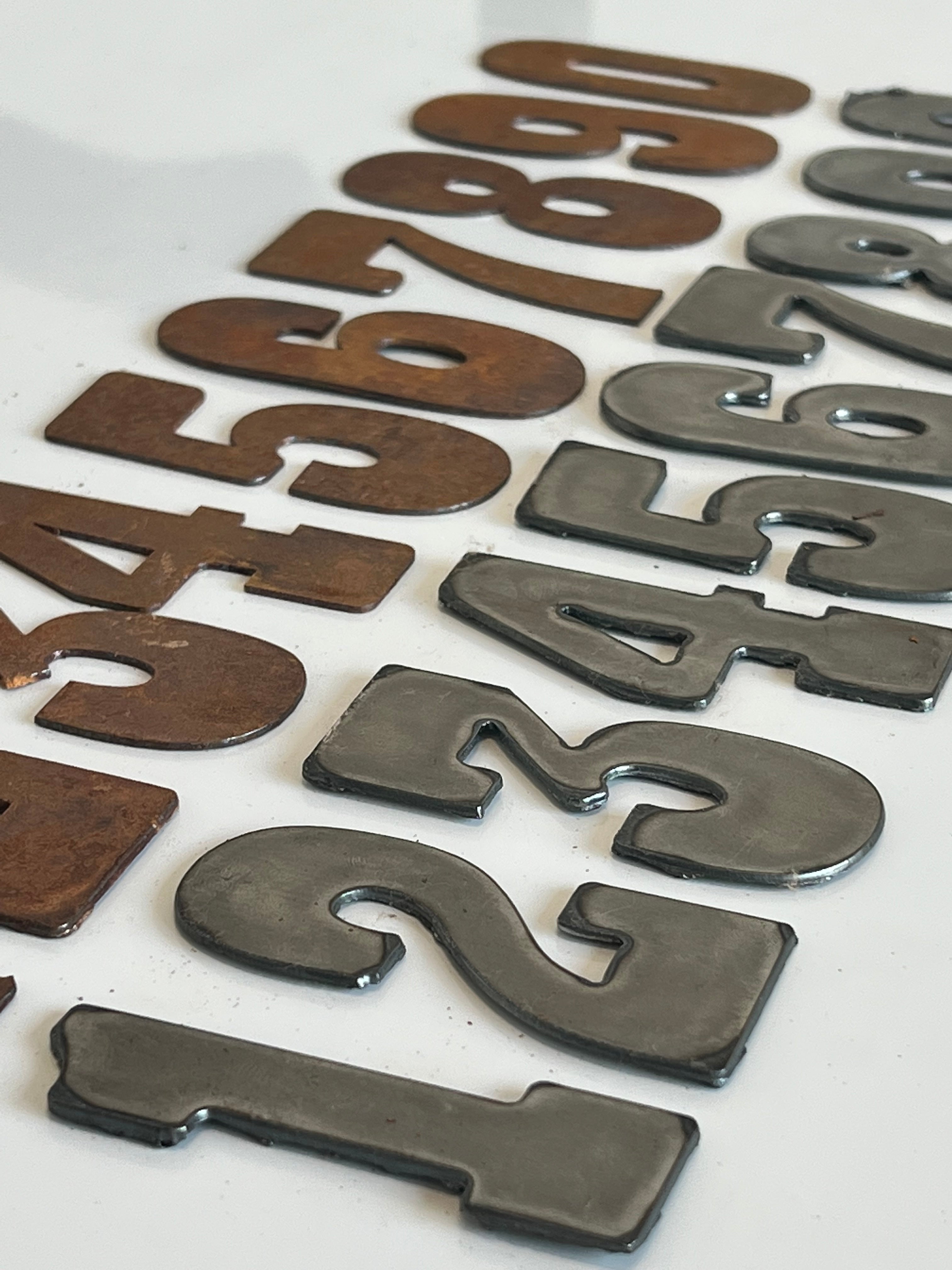 4 Inch Metal Clock Set- Includes Numbers 1-12 - Rusty or Natural Steel