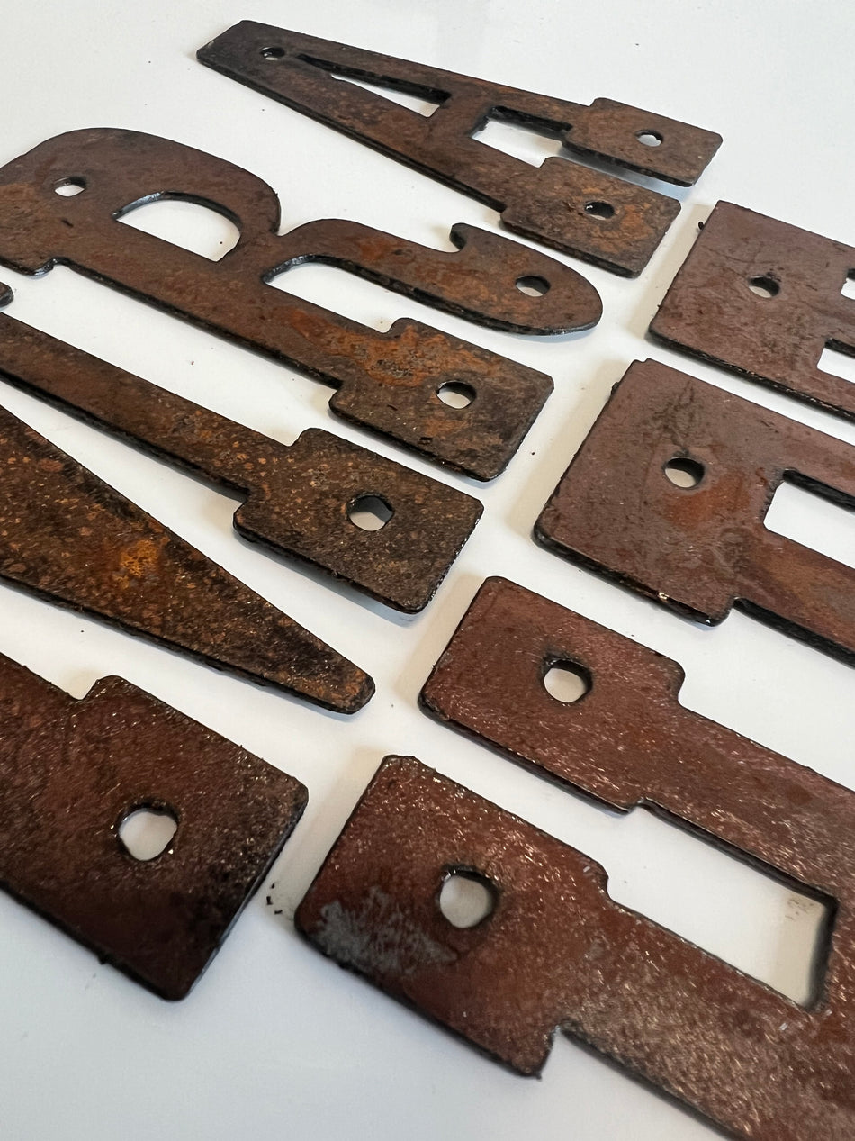 2 Inch Metal Letters and Numbers - Rusty or Natural Steel Finish - Pla ...