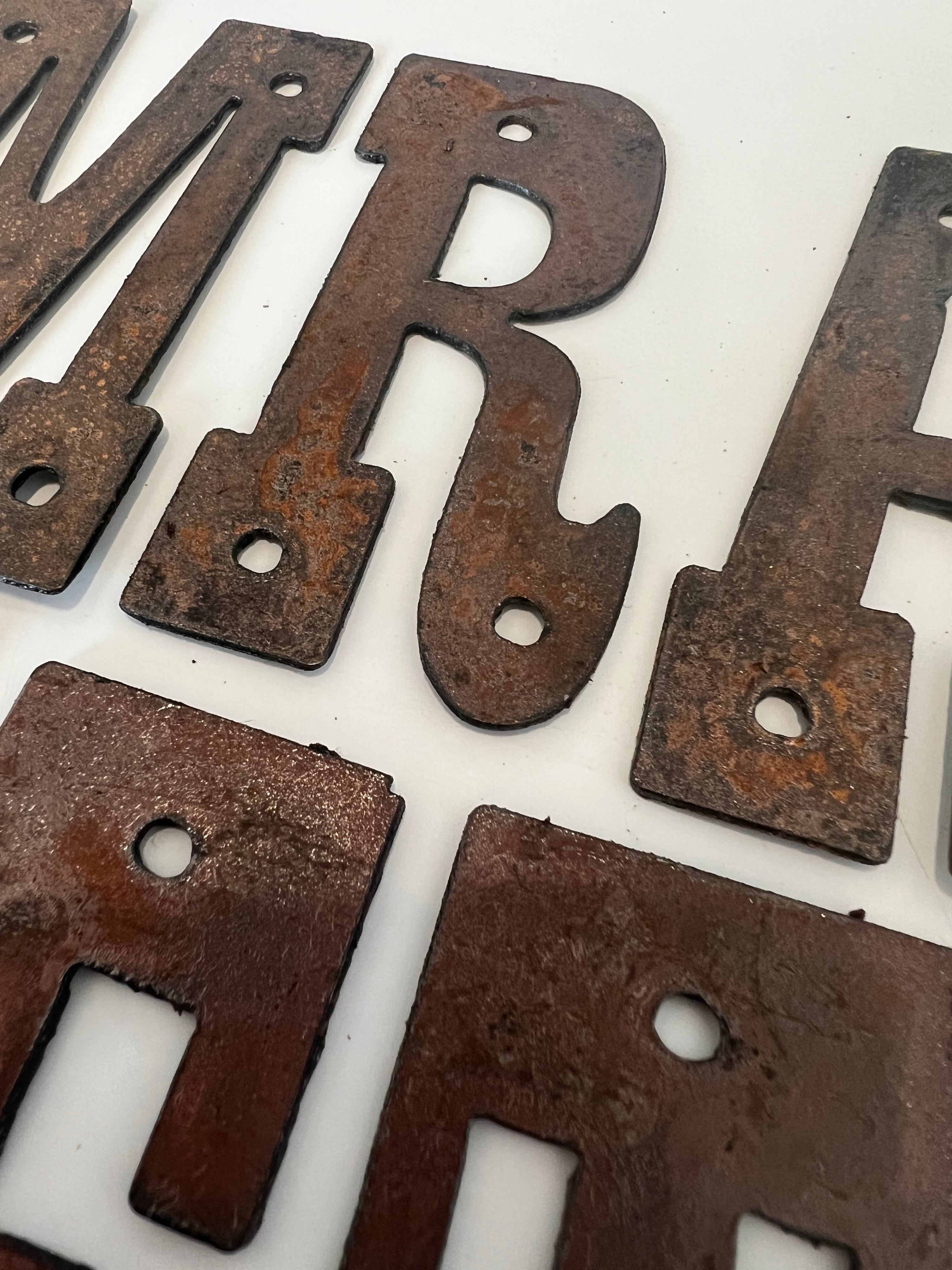 2 Inch Metal Letters and Numbers - Rusty or Natural Steel Finish - Pla ...