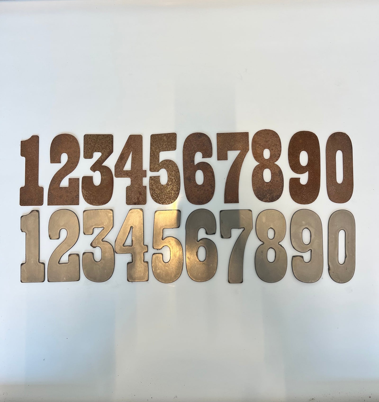 6 Inch Metal Numbers and Letters - Rusty or Natural Steel Finish - Pla