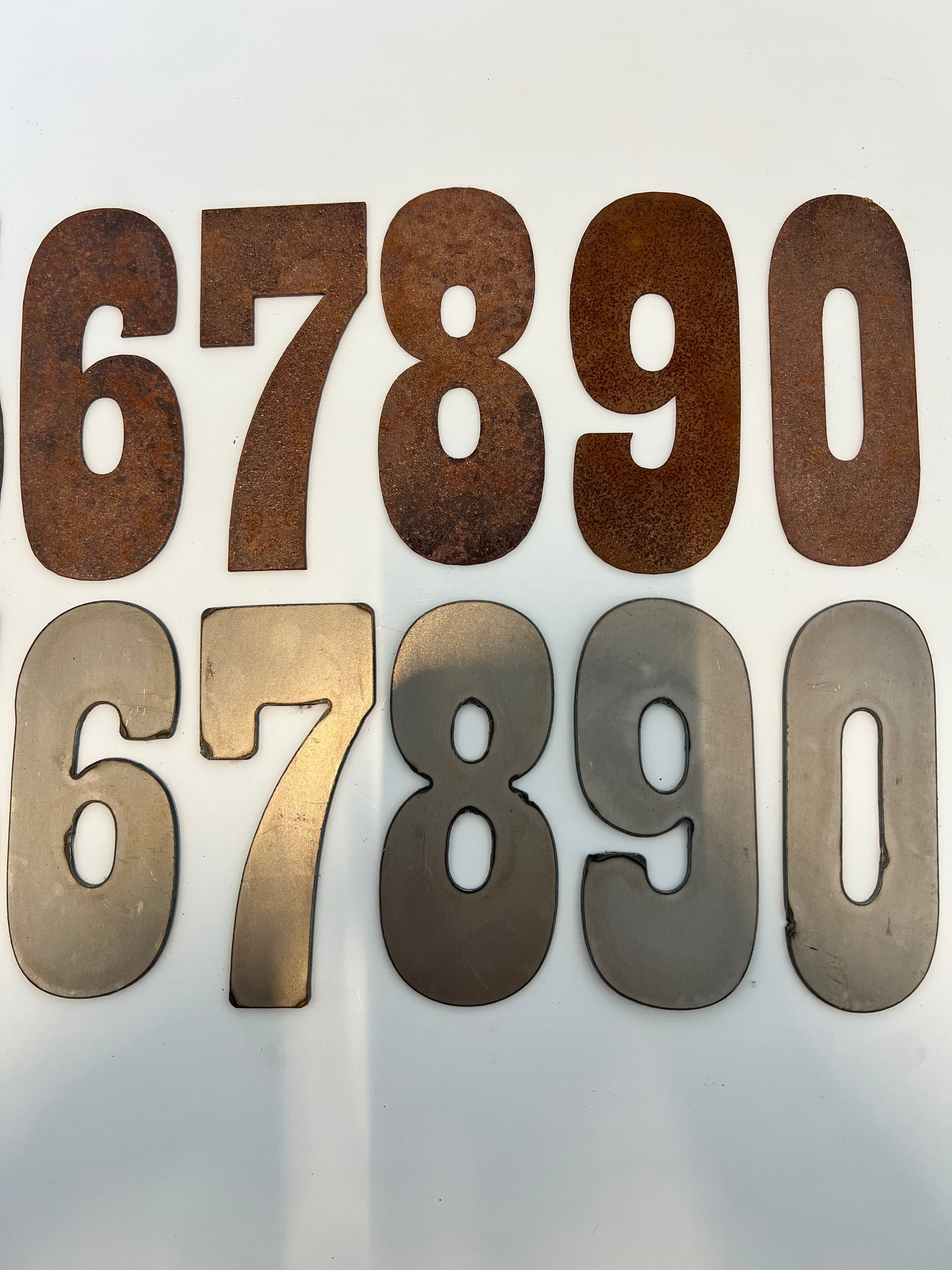 6 Inch Metal Numbers and Letters - Rusty or Natural Steel Finish - Pla