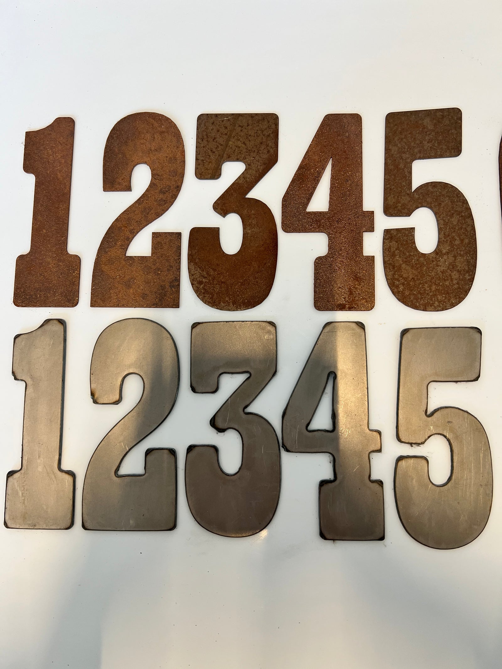 6 Inch Metal Numbers and Letters - Rusty or Natural Steel Finish - Pla