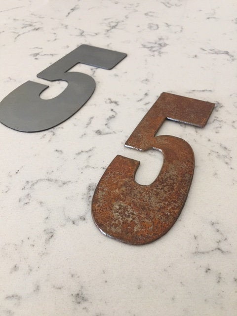 5 Inch Metal Letters and Numbers - Rusty or Natural Steel Finish - Pla ...